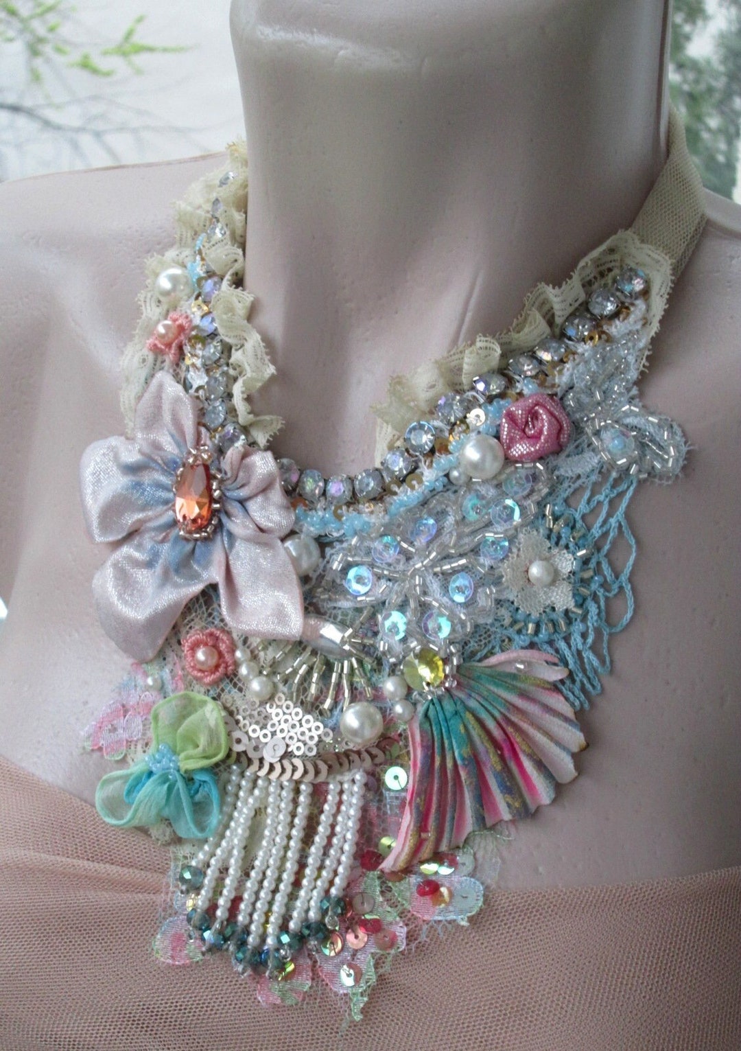 Unique Art to Wear,unique,one of a Kind,romantic Necklace,shabby Chic ...