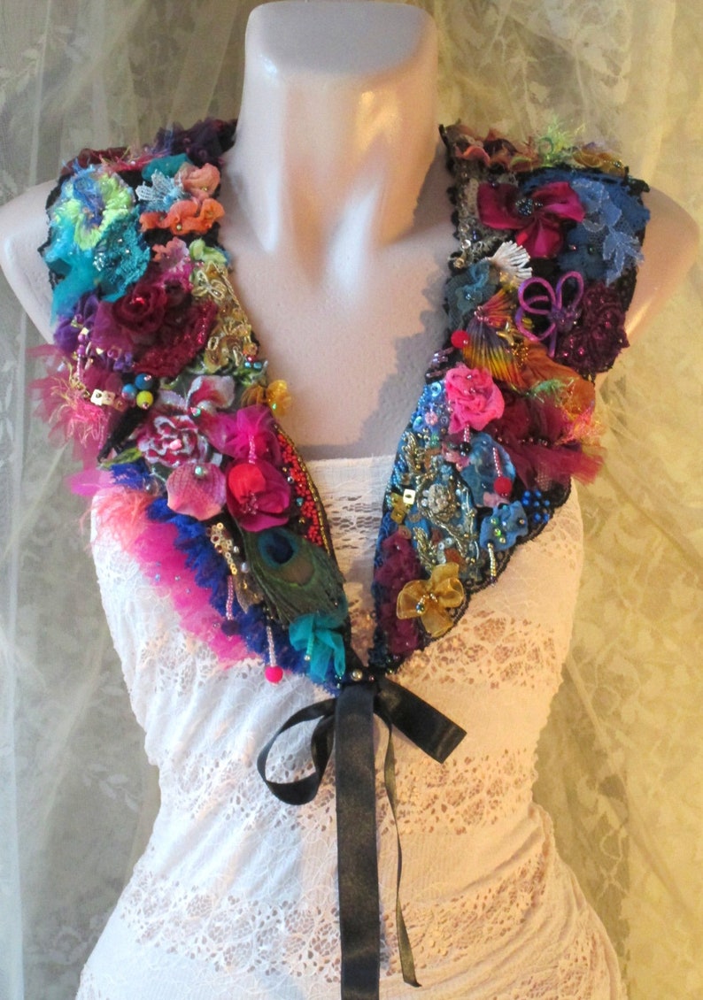 Art to Wear,unique Collar, Hand Embroidery, Embroidery Shabby Chic ...