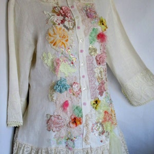 Linen Blouse,art to Wear,artsy Boho Blouse/jacket ,boho Chic Altered ...