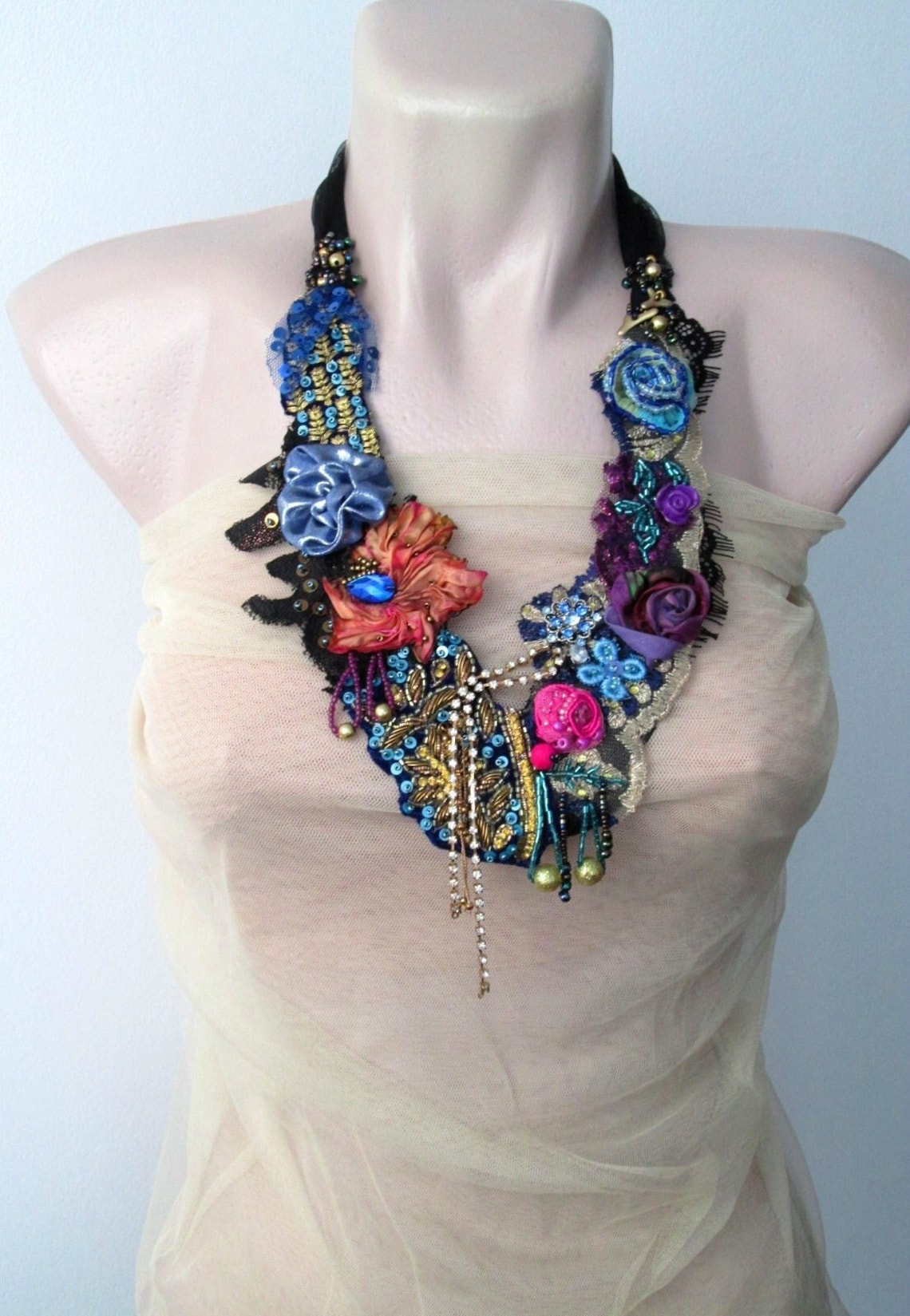 Bohemian Necklace,art to Wear,wedding Neckpiece,unique Necklace,design ...