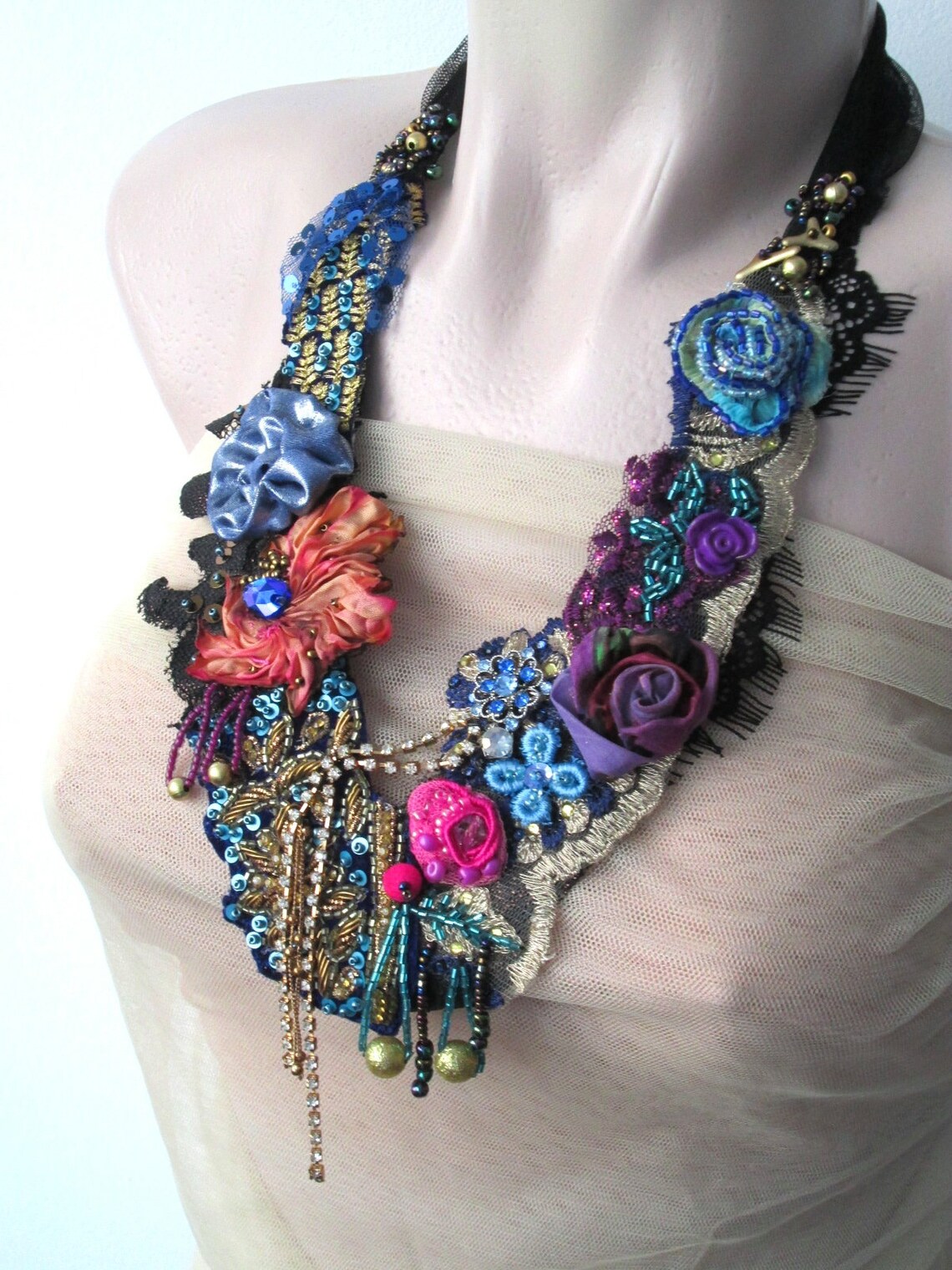 Bohemian Necklace,art to Wear,wedding Neckpiece,unique Necklace,design ...