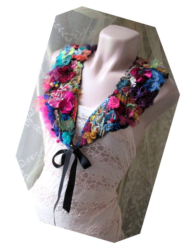 Art to Wear,unique Collar, Hand Embroidery, Embroidery Shabby Chic ...