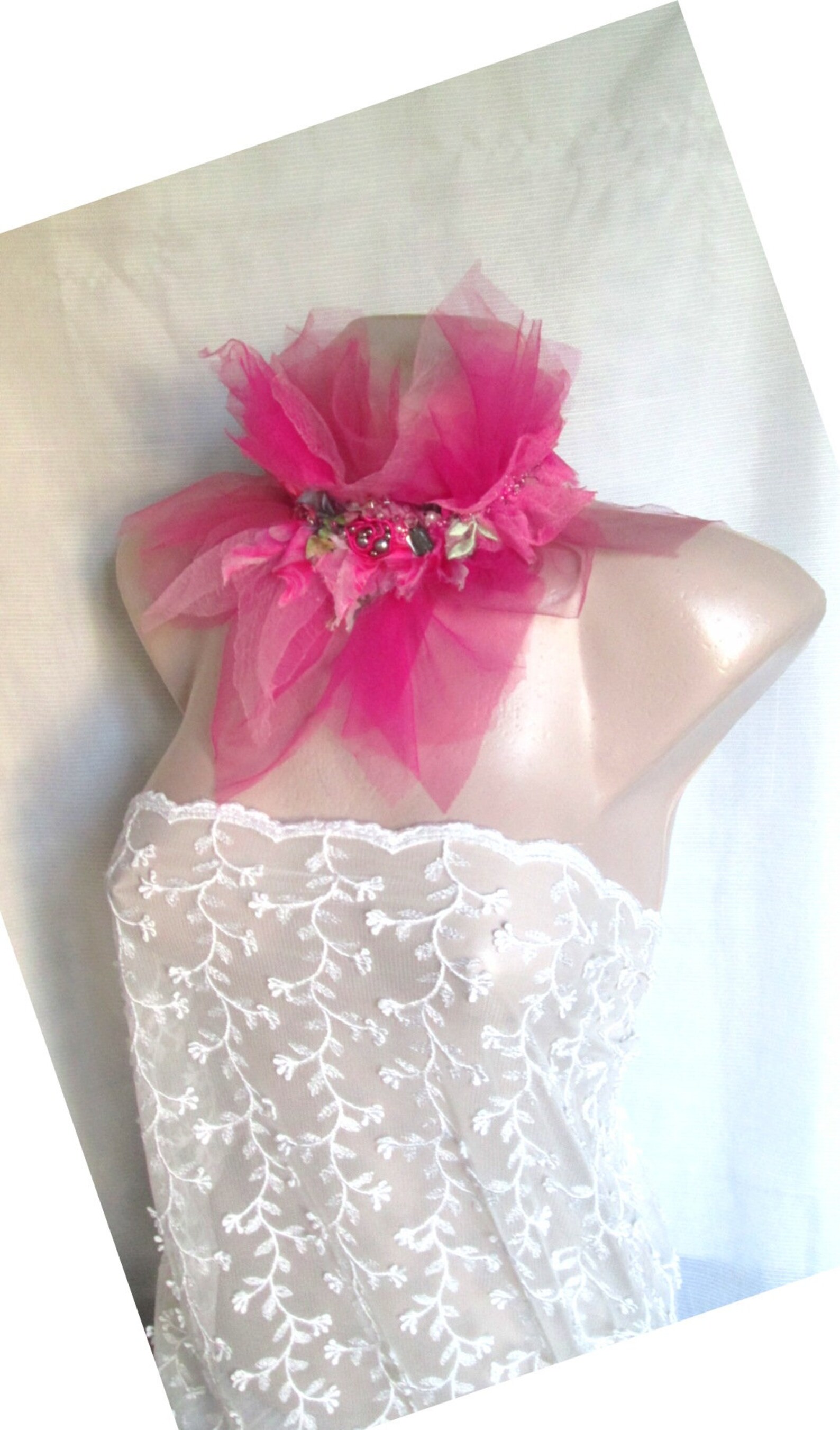 Pink Collar,artsy Choker,romantic Collar,tattered Choker,boho Style,art ...