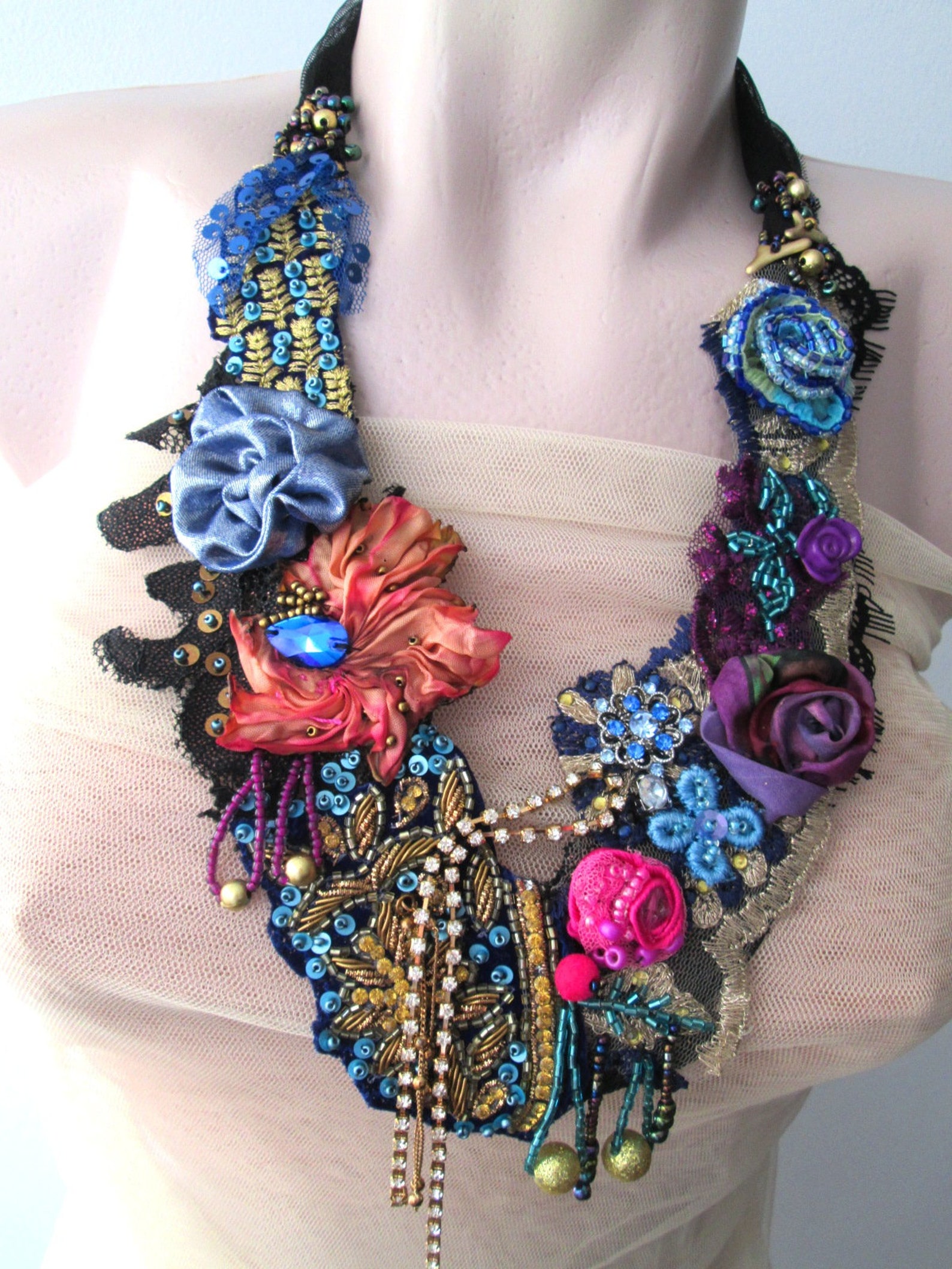 Bohemian Necklace,art to Wear,wedding Neckpiece,unique Necklace,design ...