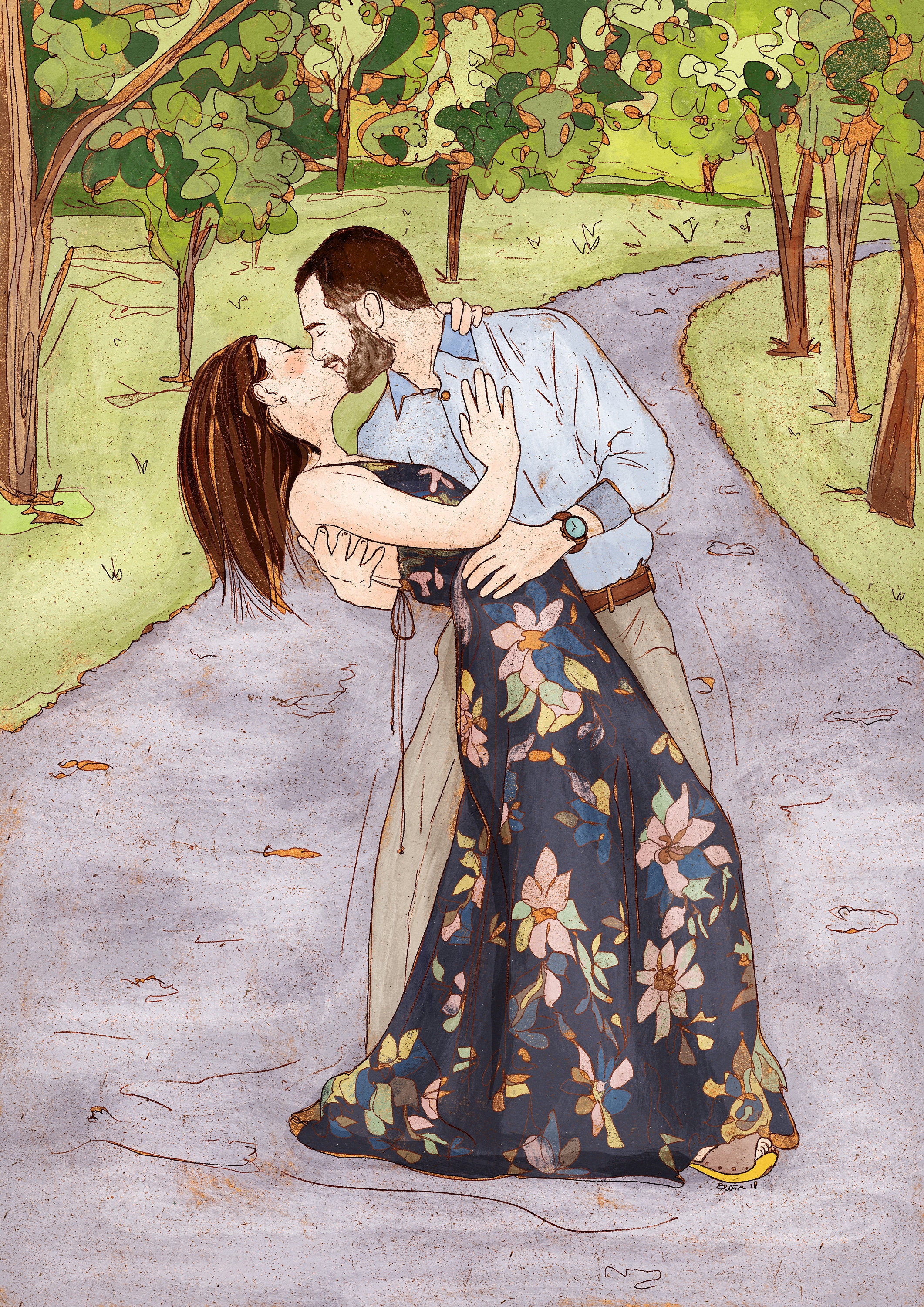 Custom couple portrait art commission illustration | Etsy