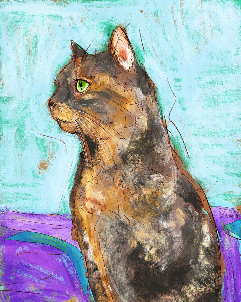 Cat Memorial Art Commission Digital Painting Christmas Gift - Etsy