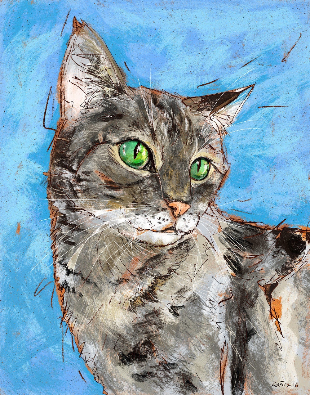 Cat memorial art commission digital painting custom portrait | Etsy