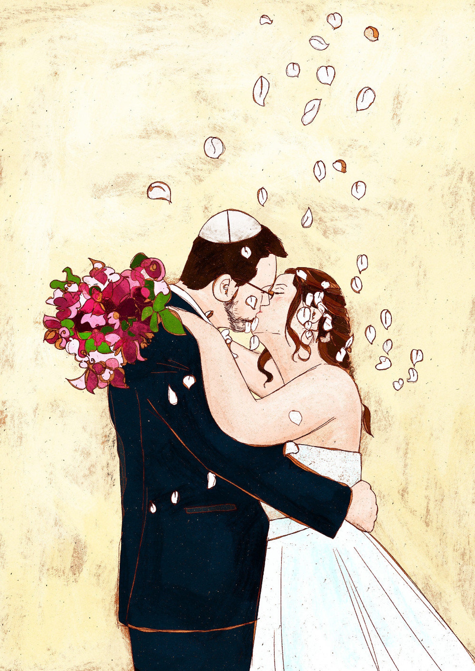 Wedding Portrait Couple Illustration Art Commission. Personalized ...
