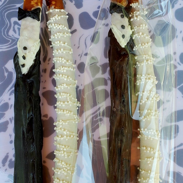 Bride and Groom Pretzel Rods - Etsy