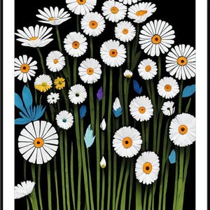 Daisies Digital Art Print W/ Matte, Framed 24x35, Limited Edition - Etsy