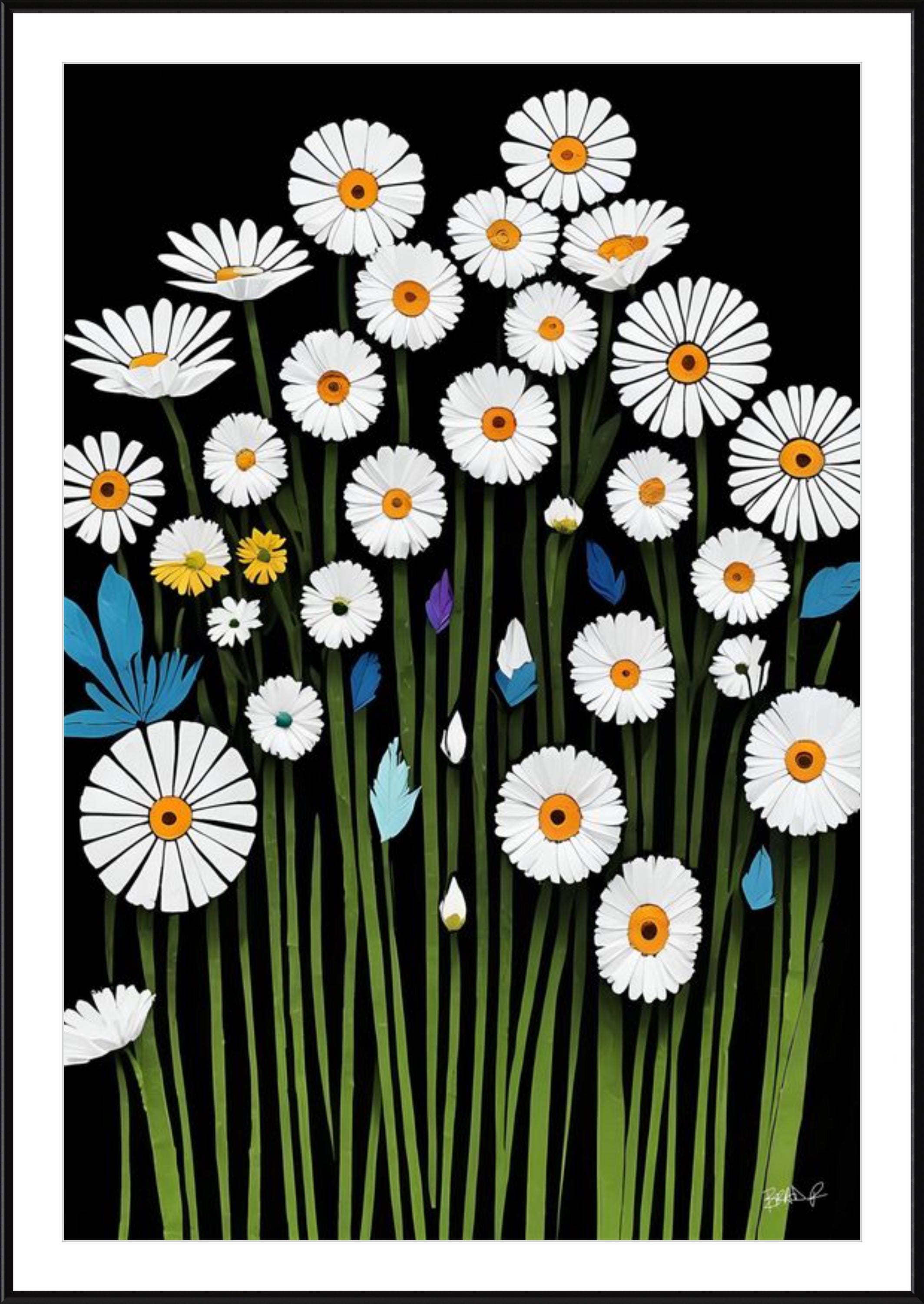 Daisies Digital Art Print W/ Matte, Framed 24x35, Limited Edition - Etsy