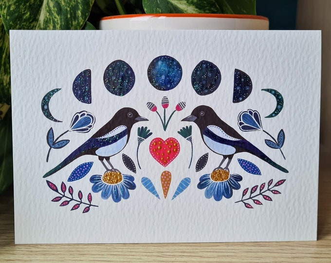 Two Magpies Art Print two for Joy Painting Magpie Poster - Etsy UK