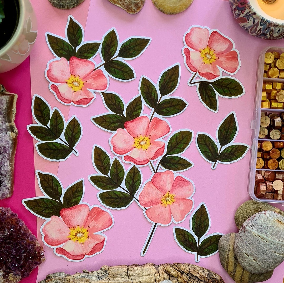 Rose Flowers Journal Kit Die Cut Folk Cut Outs Flower Journal Ephemera ...