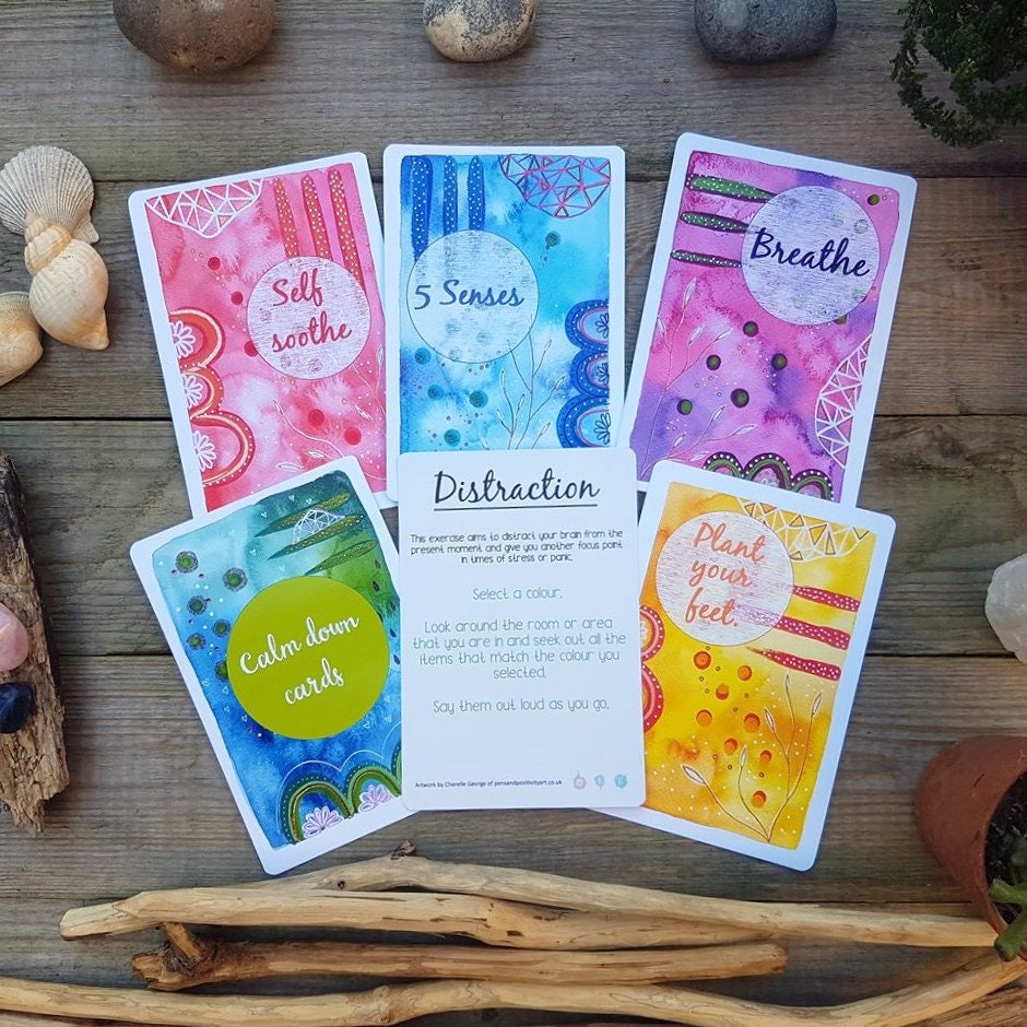 Calm Down Cards Coping Strategy Anxiety Postcards Stress | Etsy
