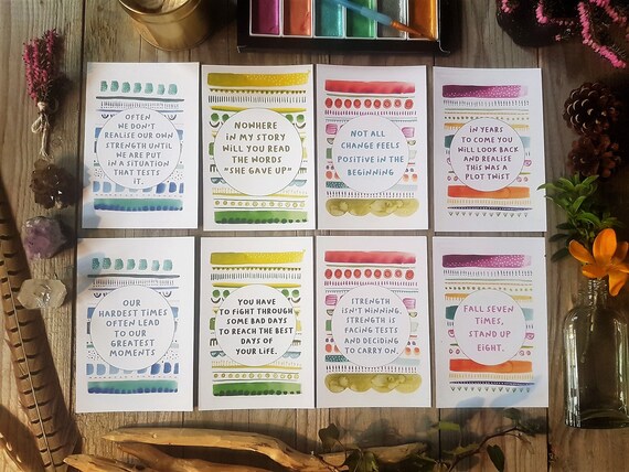 Strength affirmation cards Positive quote Abstract | Etsy
