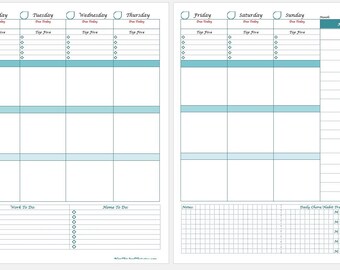 Vertical Weekly Planner with Hourly Checklists Daily Top 5 | Etsy