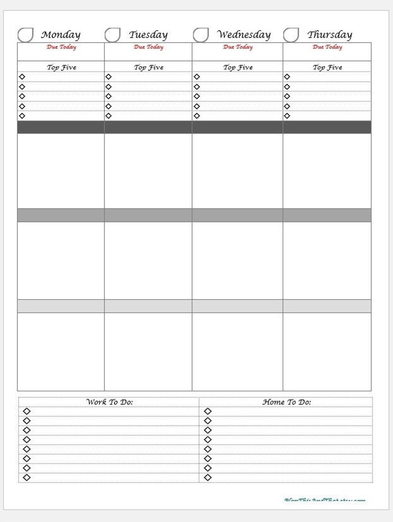 Weekly Planner Printable | Vertical Weekly Planner | Weekly Agenda ...