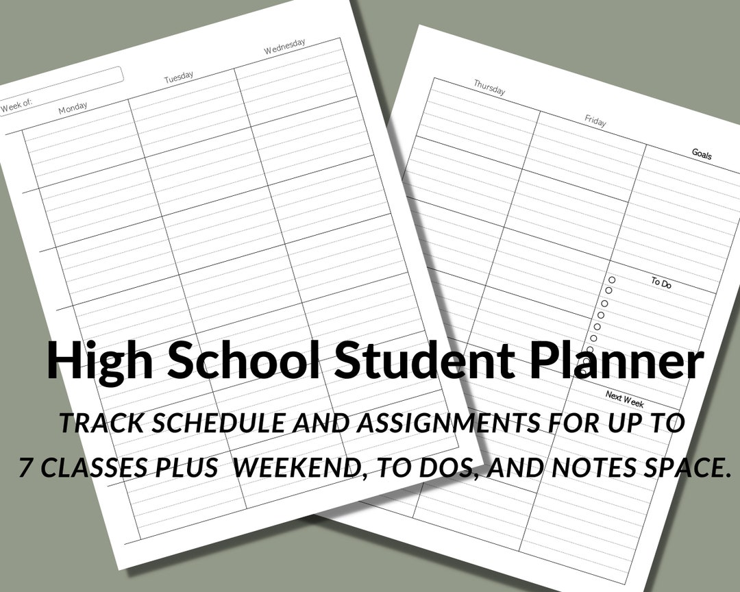 High School Homework Agenda | High School Student Agenda | Homeschool ...