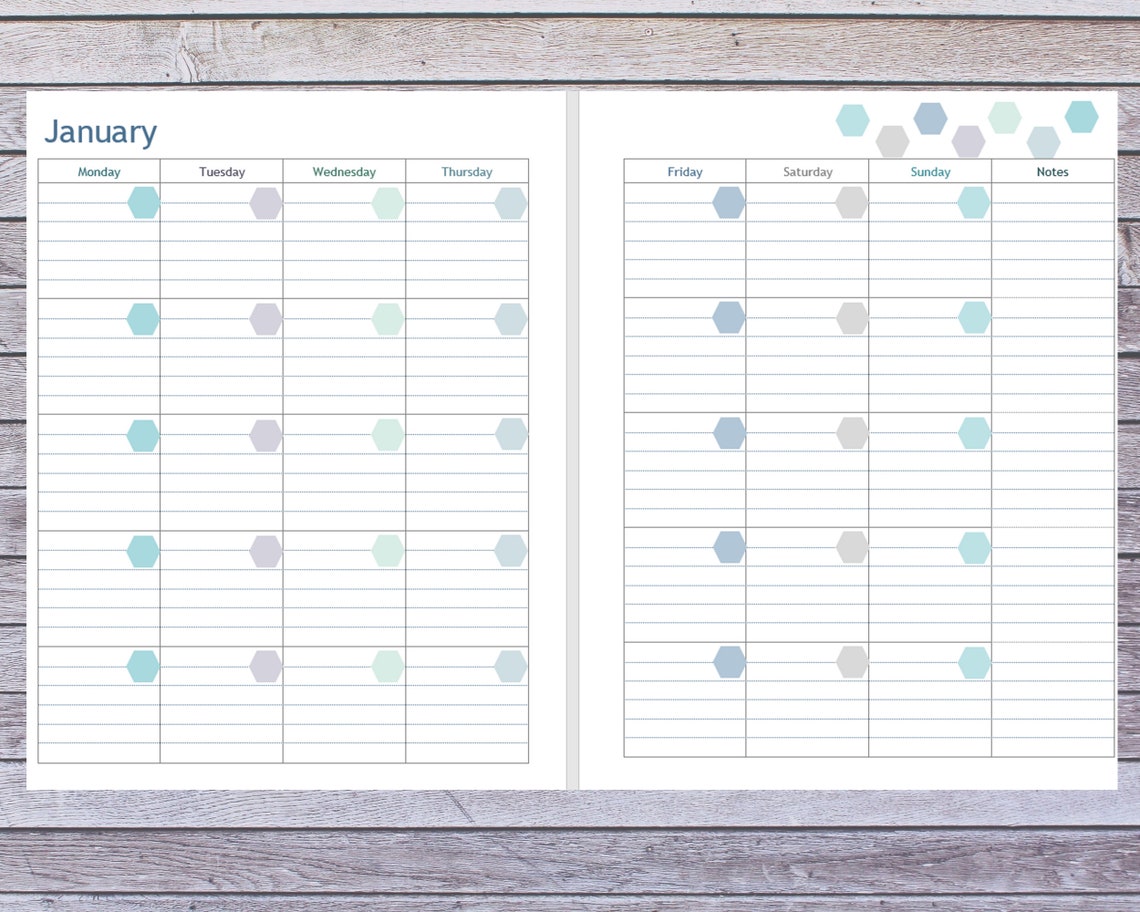 UNDATED Monthly Planner Printable Planner Inserts Digital Download ...