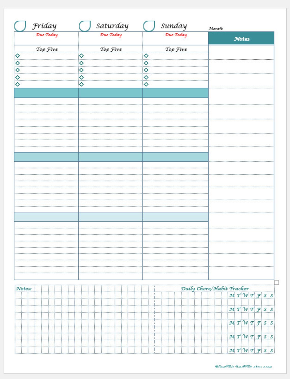 Weekly Planner Printable Vertical Weekly Planner Weekly Agenda Template ...