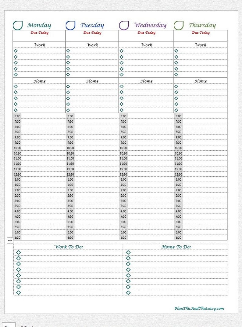 Weekly Planner Printable Weekly Agenda Template Week on - Etsy
