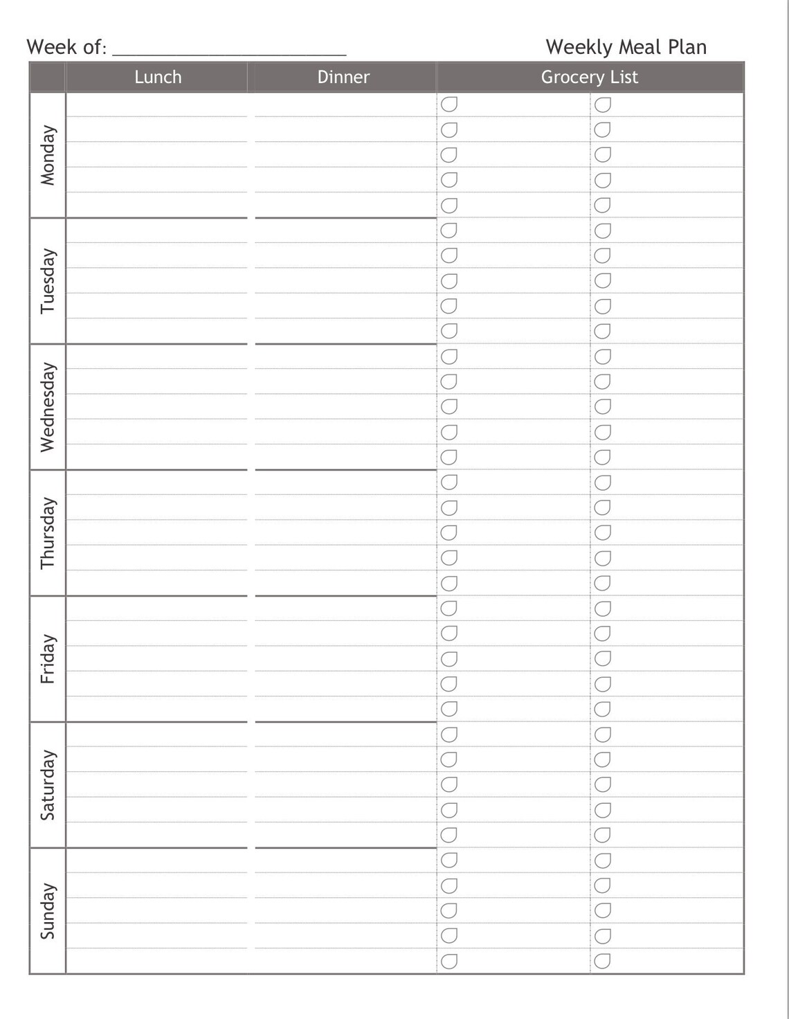 Meal Planner Grocery List Printable Meal Planner Weekly Meal Planning ...