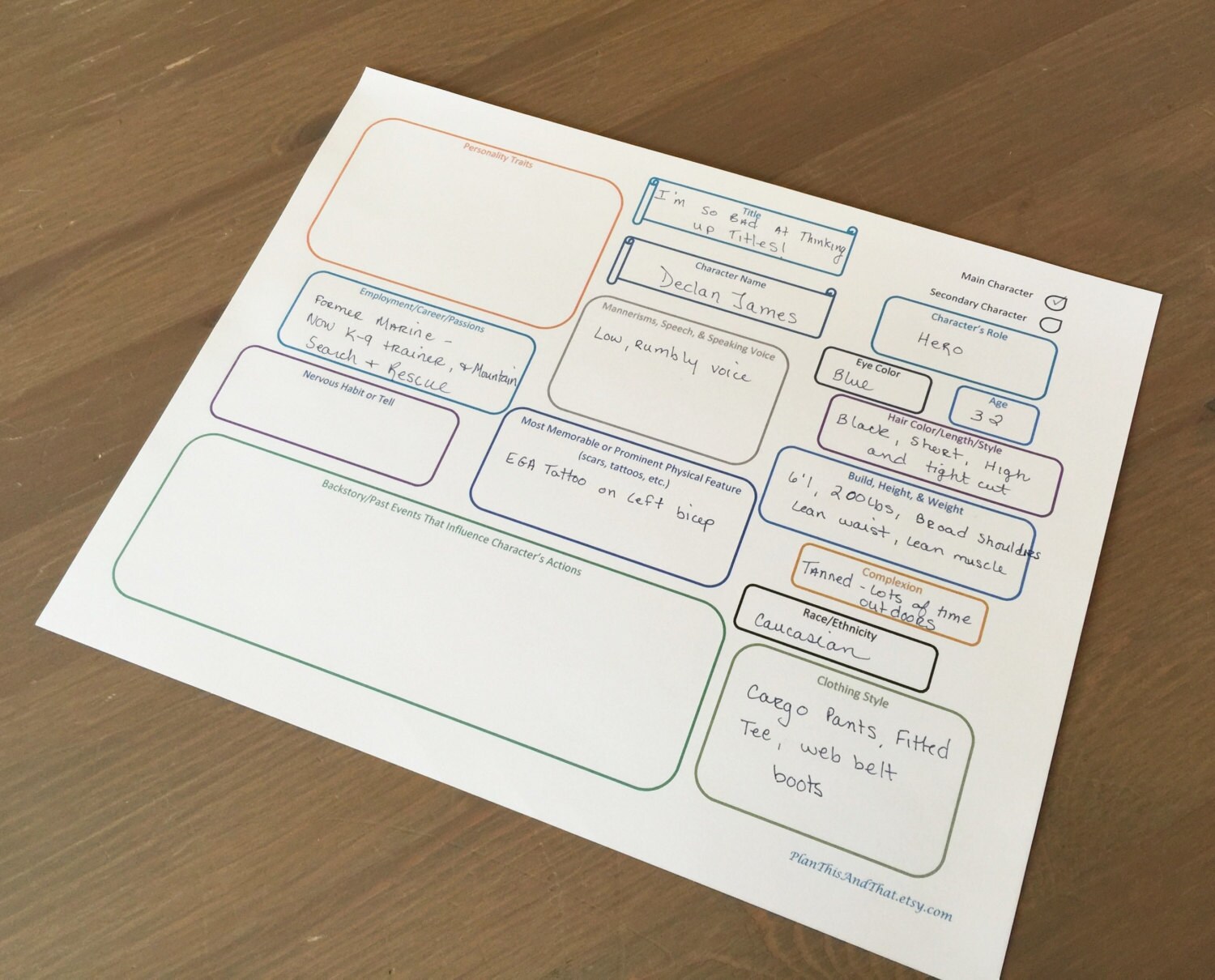 Writer's Character Building Map, Homeschool Writing Worksheet, Writer's ...