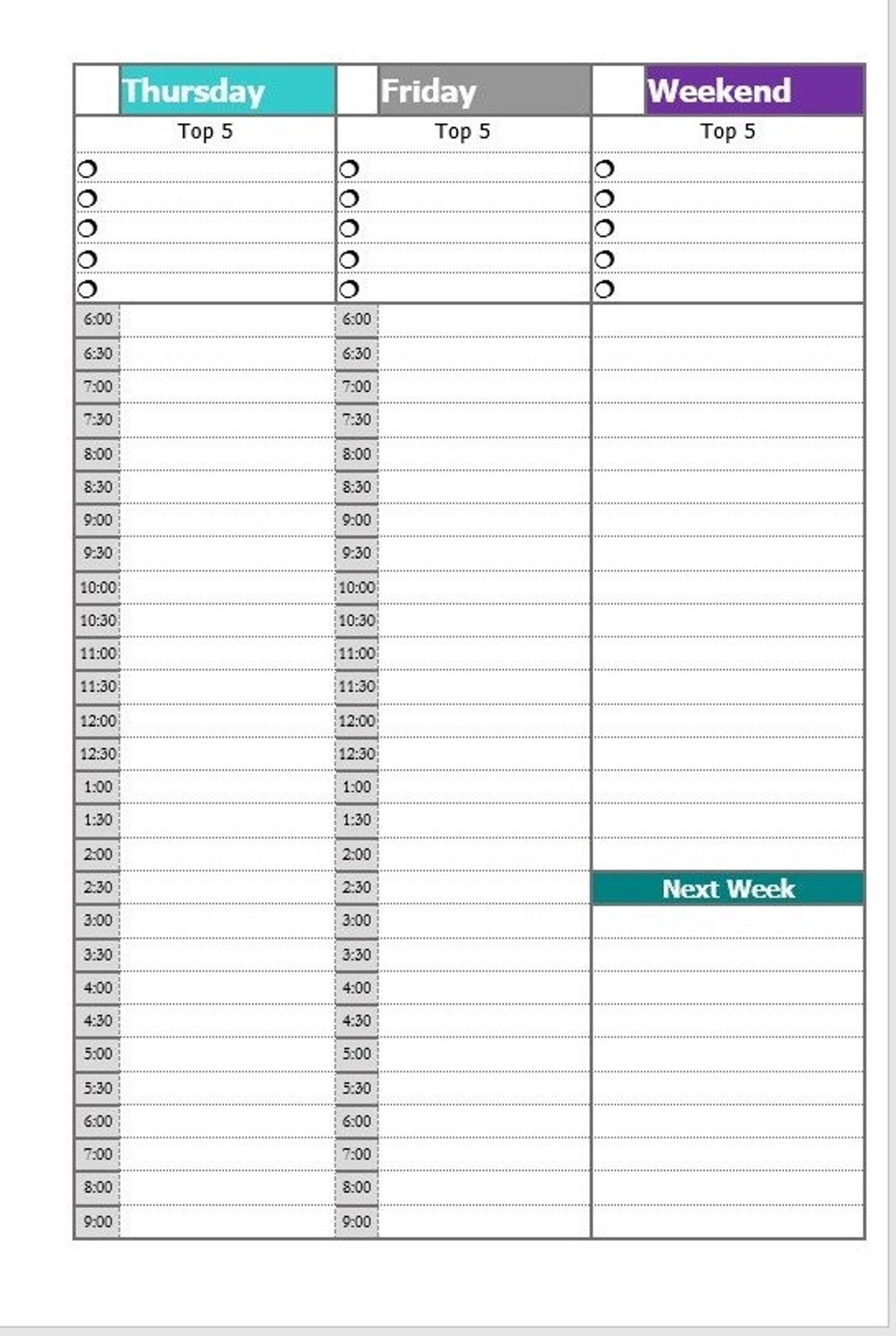 A5 Vertical Weekly Planner With Hourly and Daily Top 5 Checklist - Etsy
