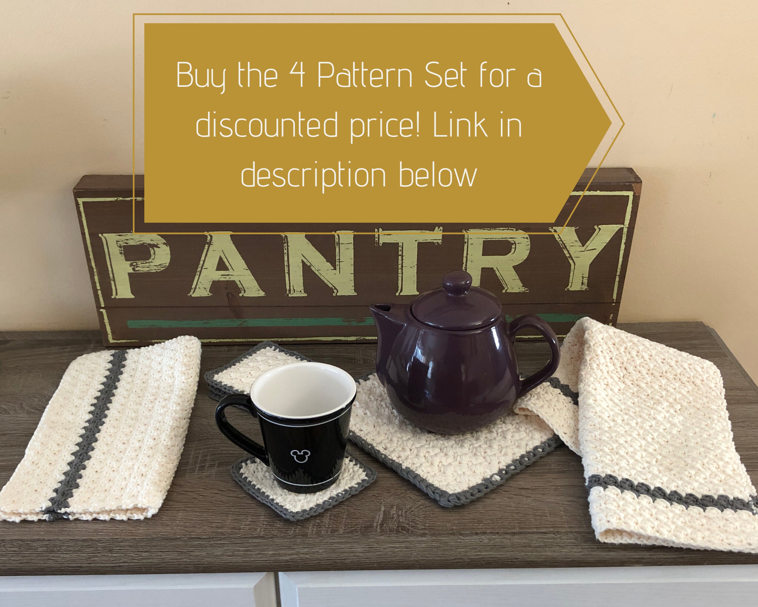 Crochet Pattern | Farmhouse Dish Towels | Crochet Kitchen Towel ...