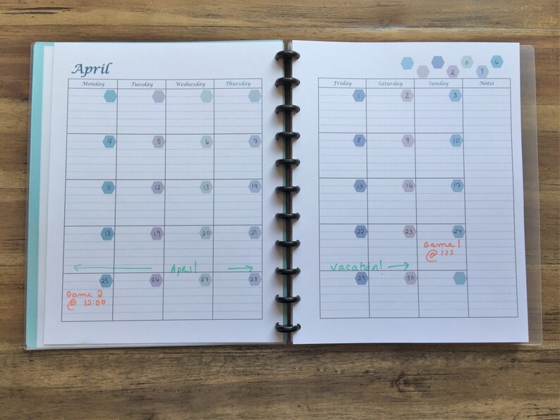 Monthly Planner Printable Undated Letter Sized Monthly Calendar Two ...