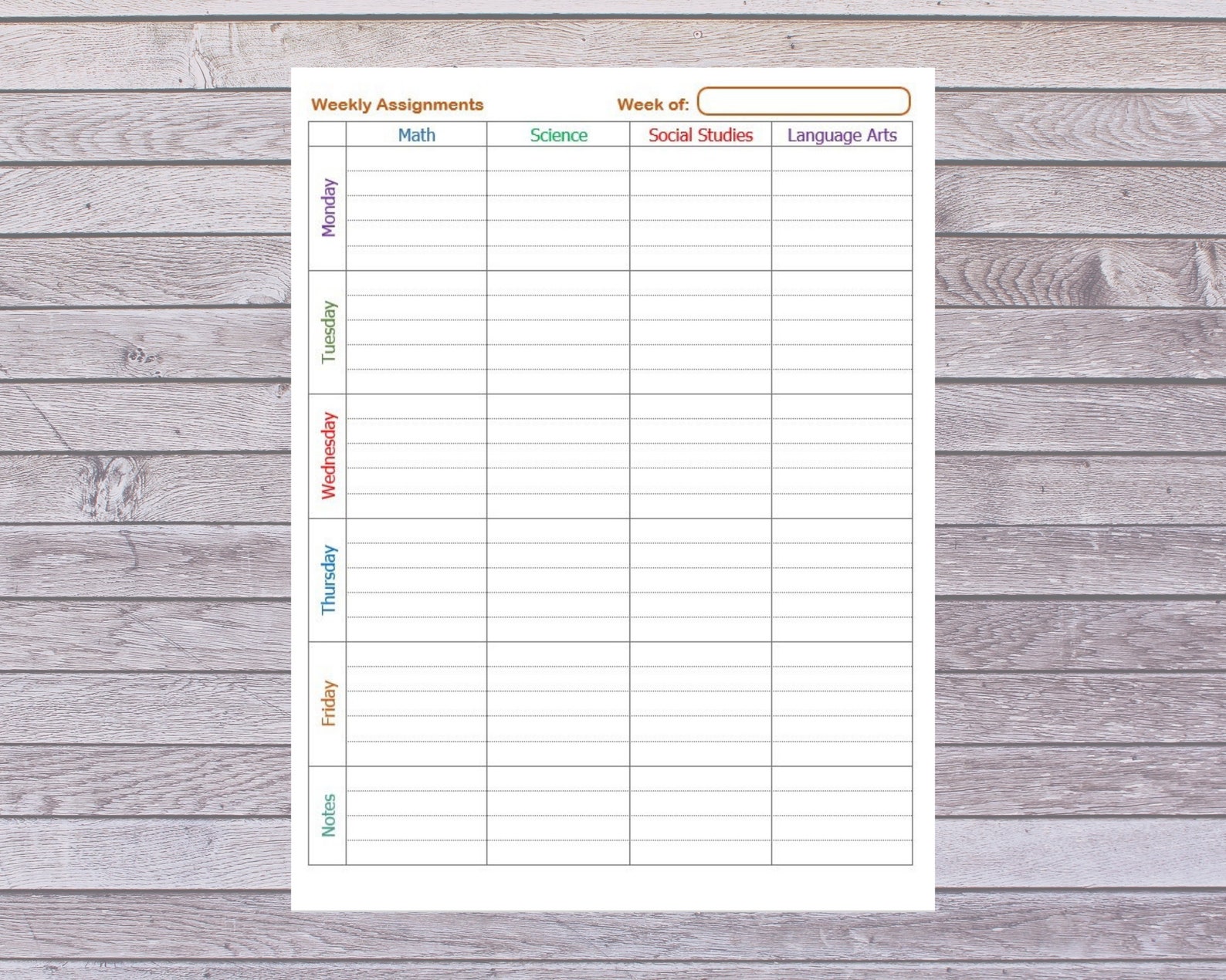 Middle School Homework Agenda | Homeschool Middle School Agenda ...