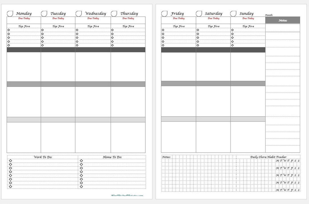 Weekly Planner Printable | Vertical Weekly Planner | Weekly Agenda ...