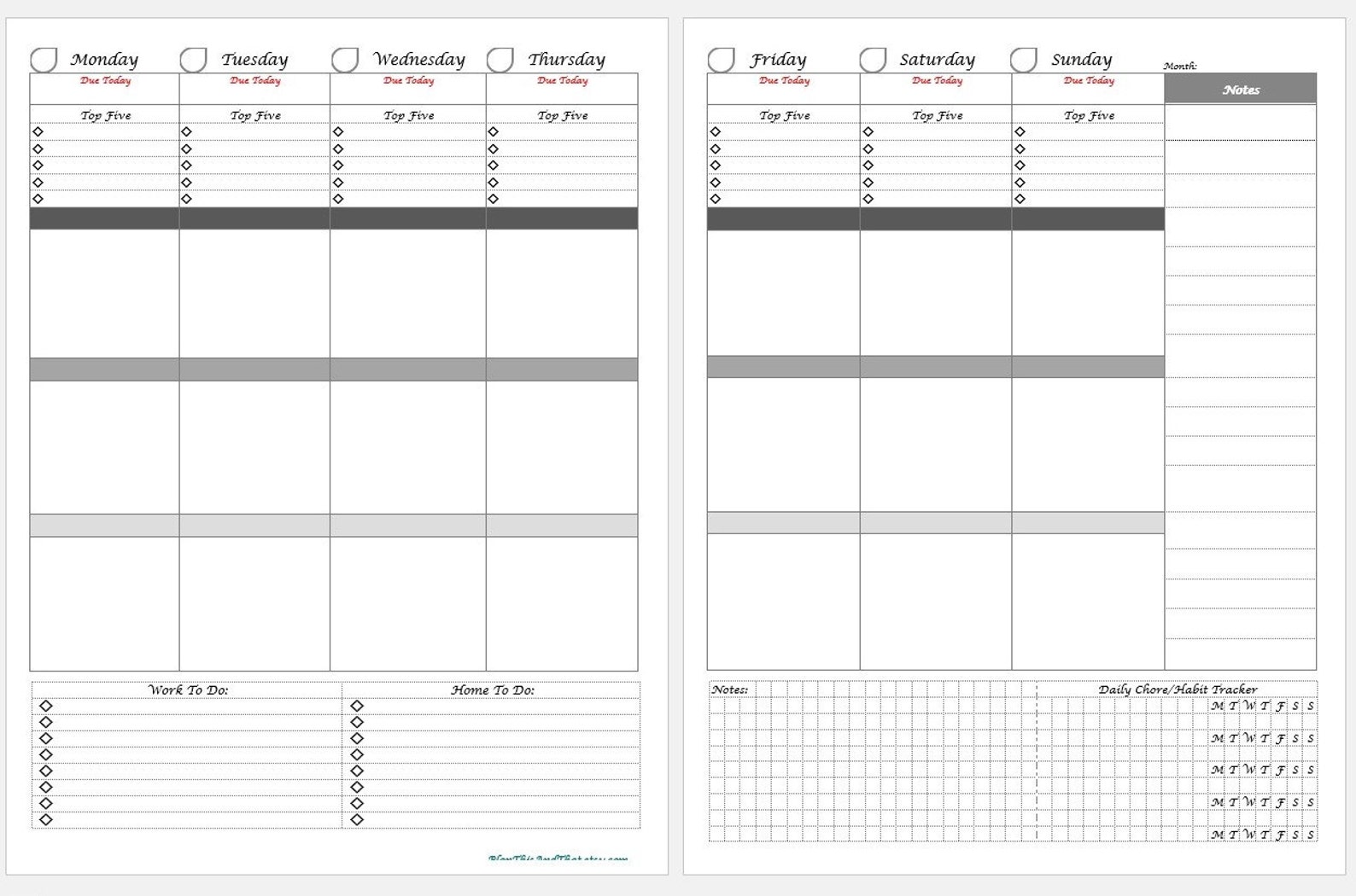 Weekly Planner Printable | Vertical Weekly Planner | Weekly Agenda ...