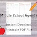 Middle School Homework Agenda | Homeschool Middle School Agenda ...
