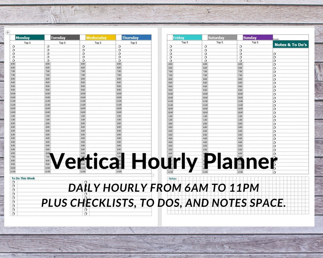 UNDATED Vertical Weekly Planner | Printable Planner Inserts | Digital ...
