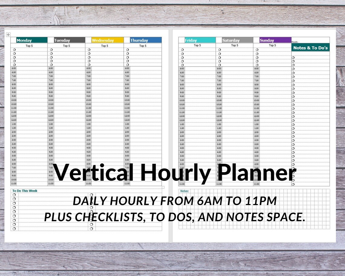 UNDATED Vertical Weekly Planner Printable Planner Inserts | Etsy