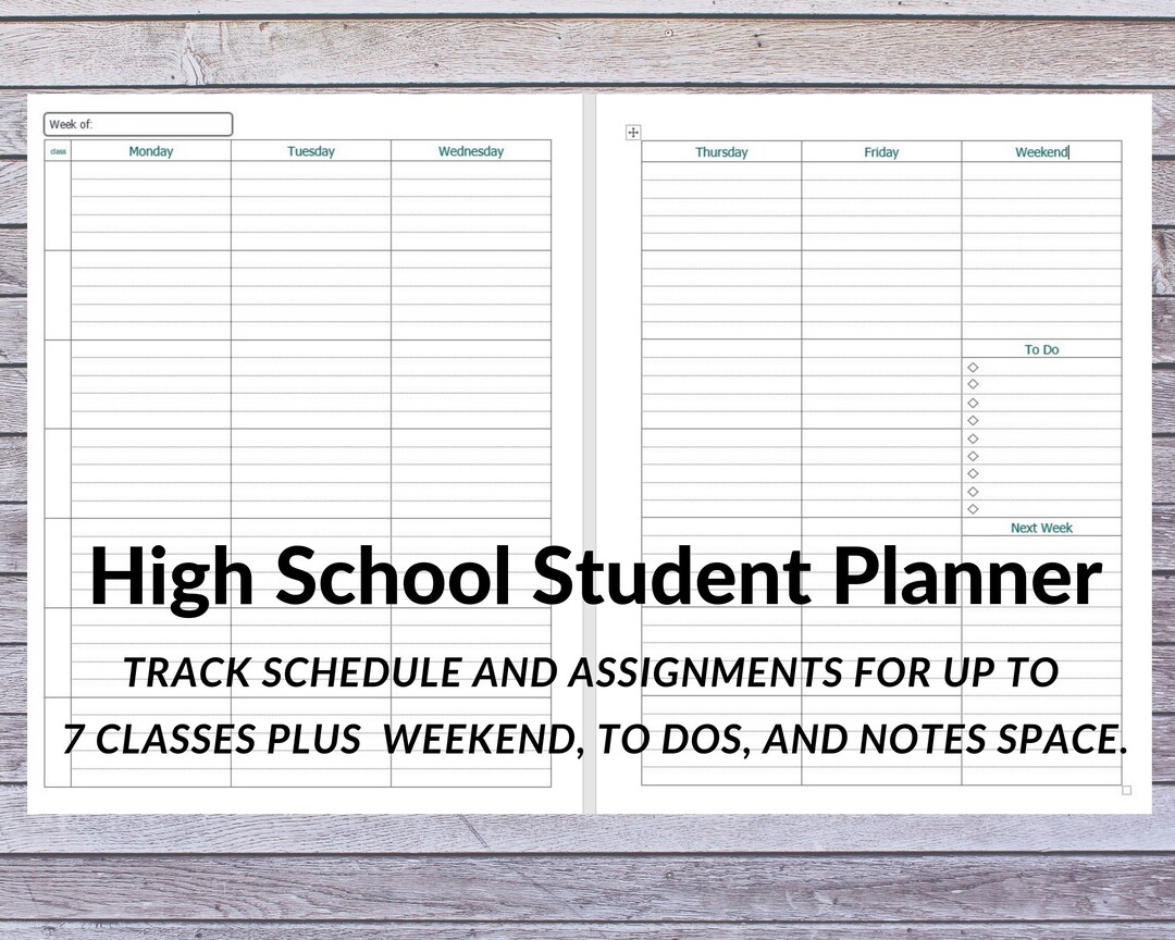 High School Homework Agenda | High School Student Agenda | Homeschool ...
