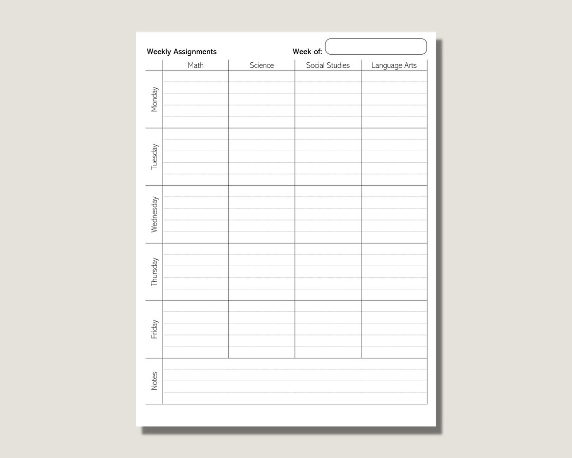 Middle School Homework Agenda Homeschool Middle School | Etsy