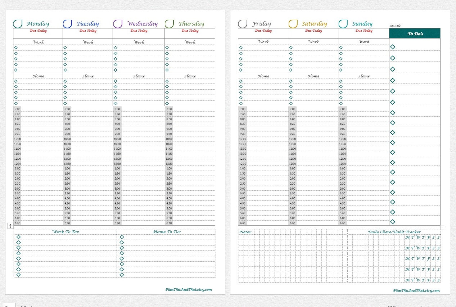 Weekly Planner Printable Weekly Agenda Template Week on - Etsy