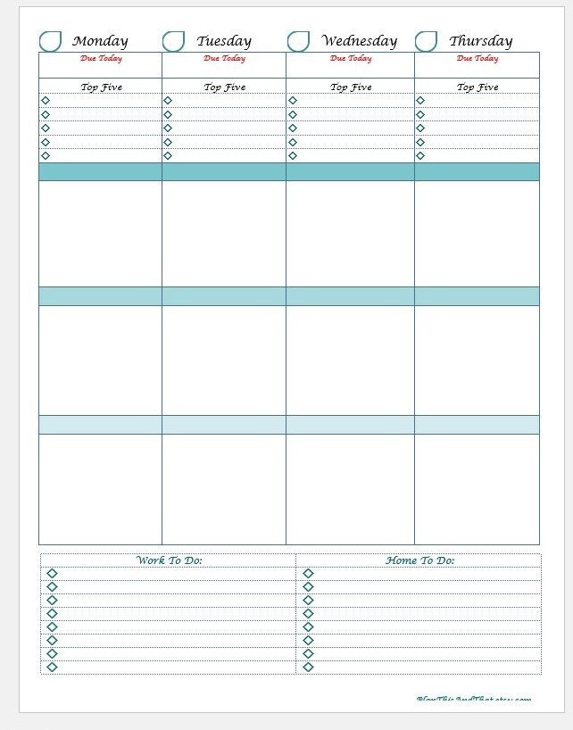 Weekly Planner Printable | Vertical Weekly Planner | Weekly Agenda ...