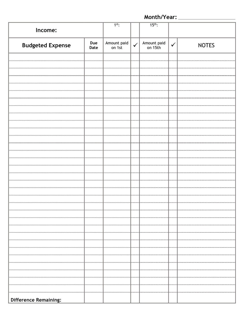 Budget Planner Printable | Monthly Household Budget Form | Military ...