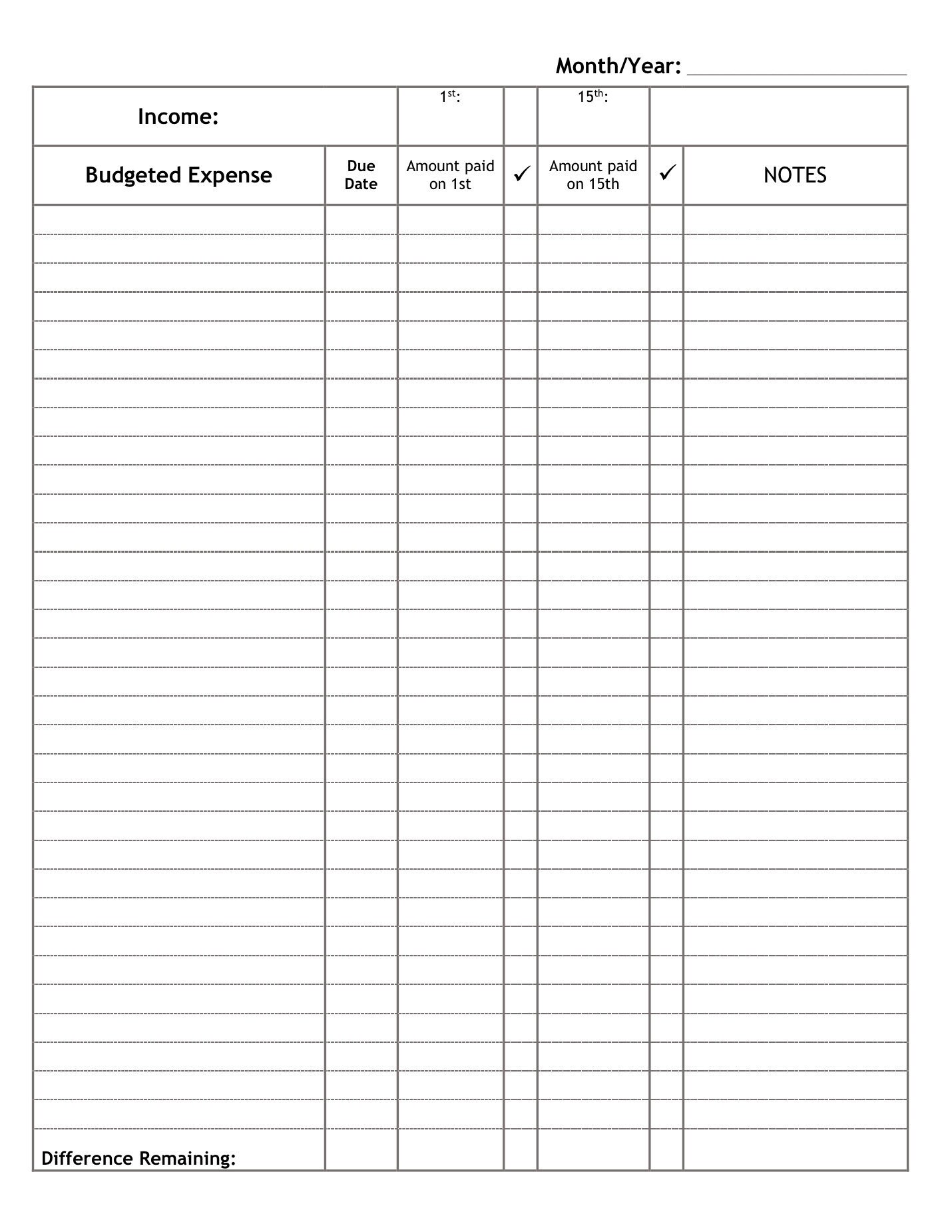 Budget Planner Printable | Monthly Household Budget Form | Military ...