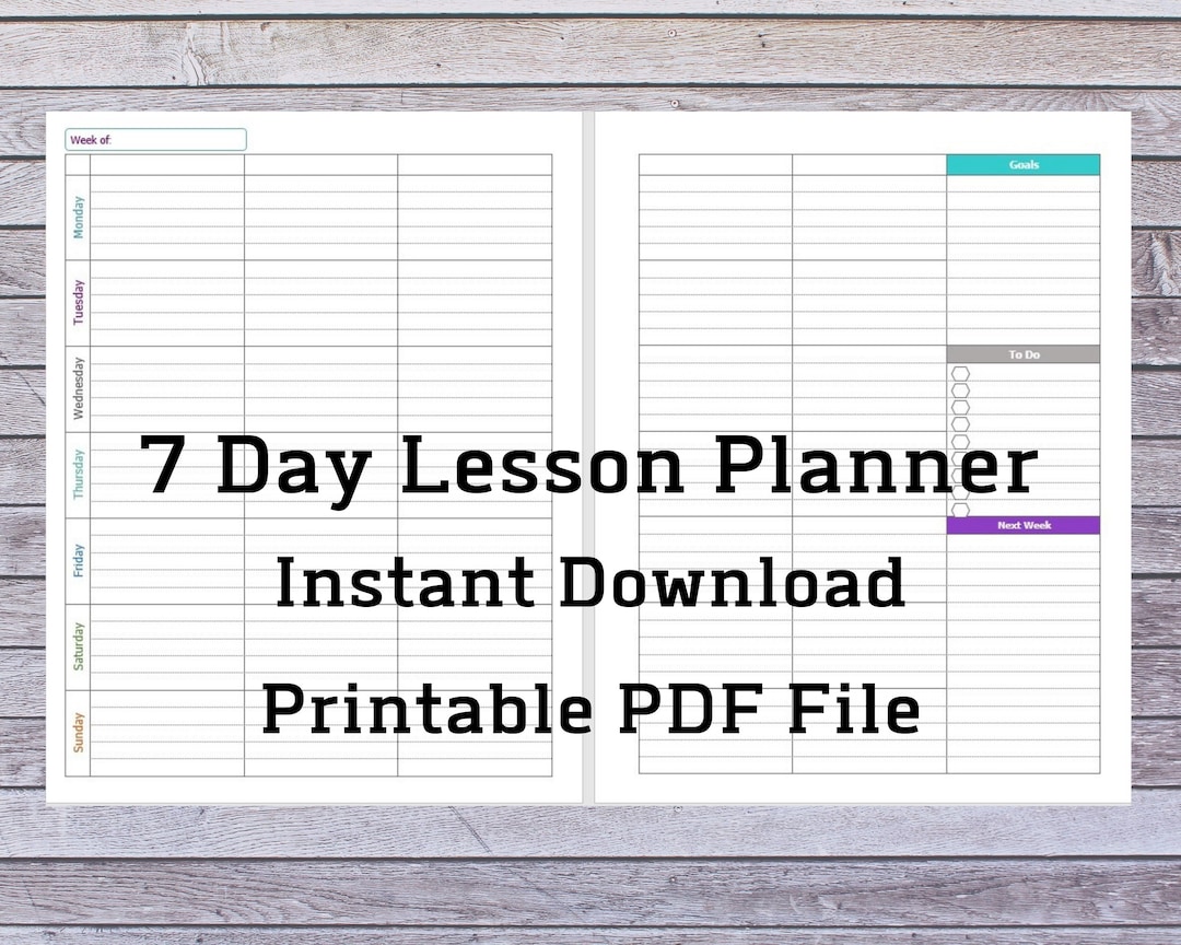 7 Day Weekly Lesson Planner | Homeschool Lesson Planner | Homeschool ...