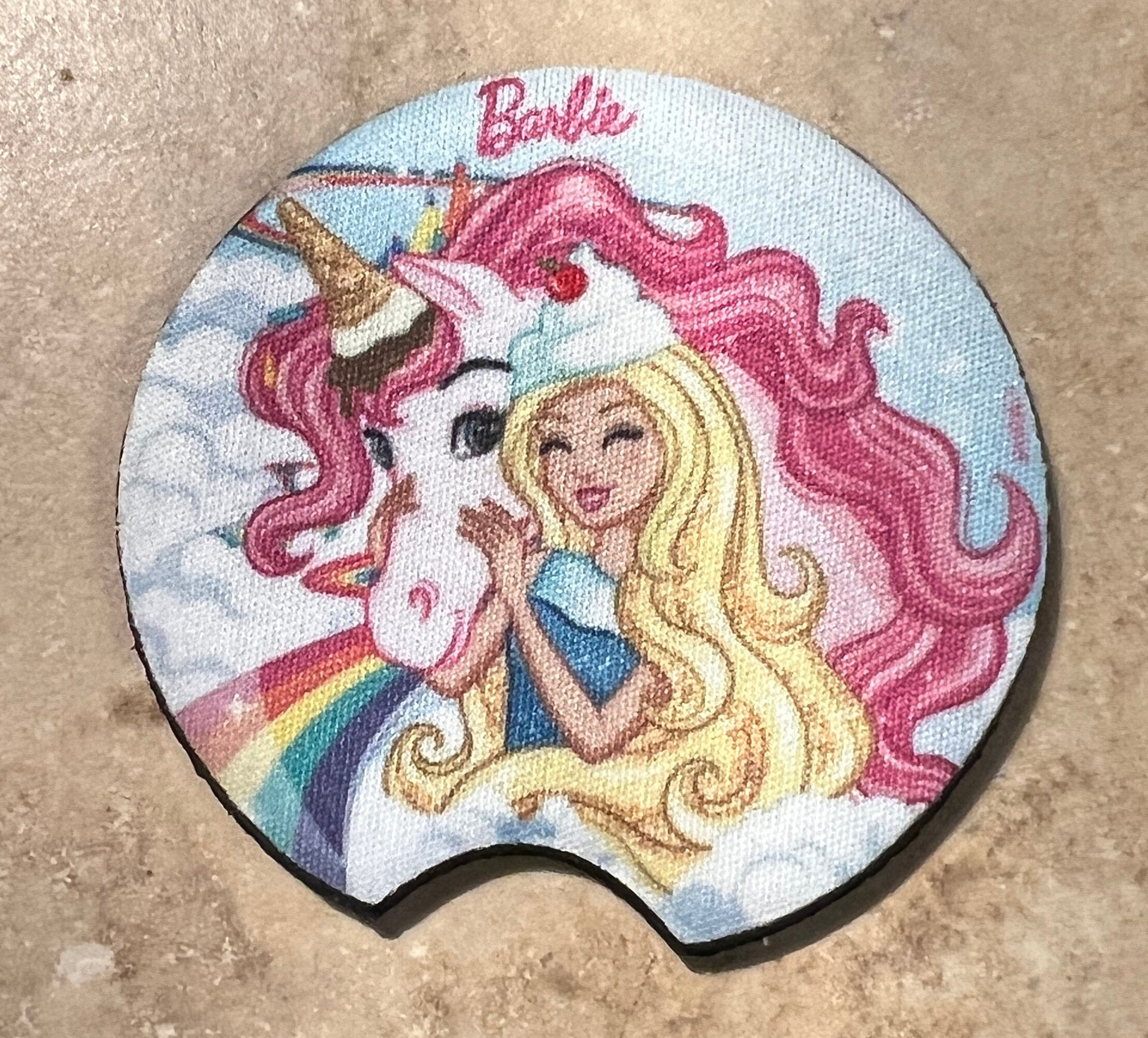 BARBIE UNICORN COASTER for Your Car, Patio, Bedside Table, Etc. - Etsy