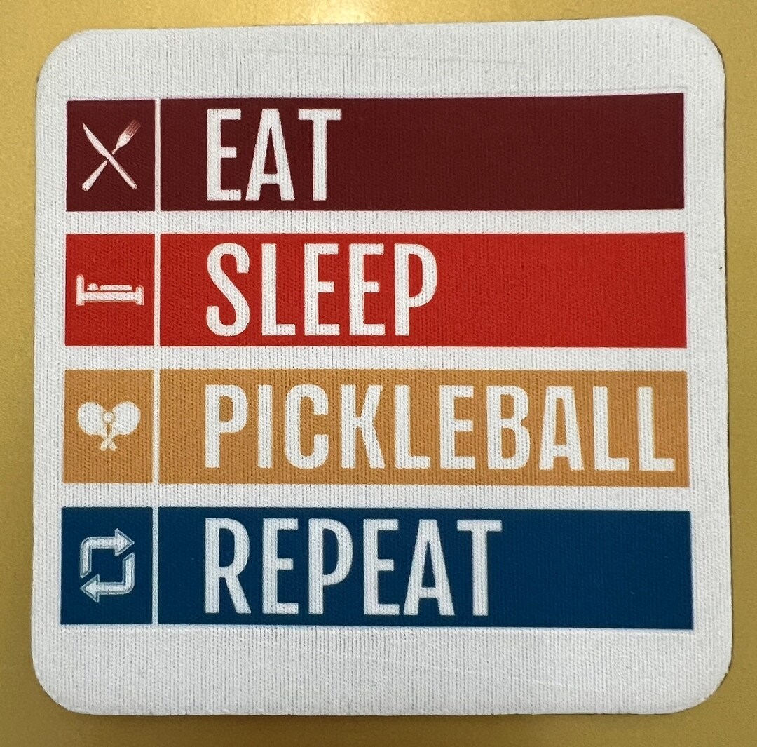 PICKLEBALL SQUARE COASTER - Eat Sleep Pickleball Repeat - Etsy
