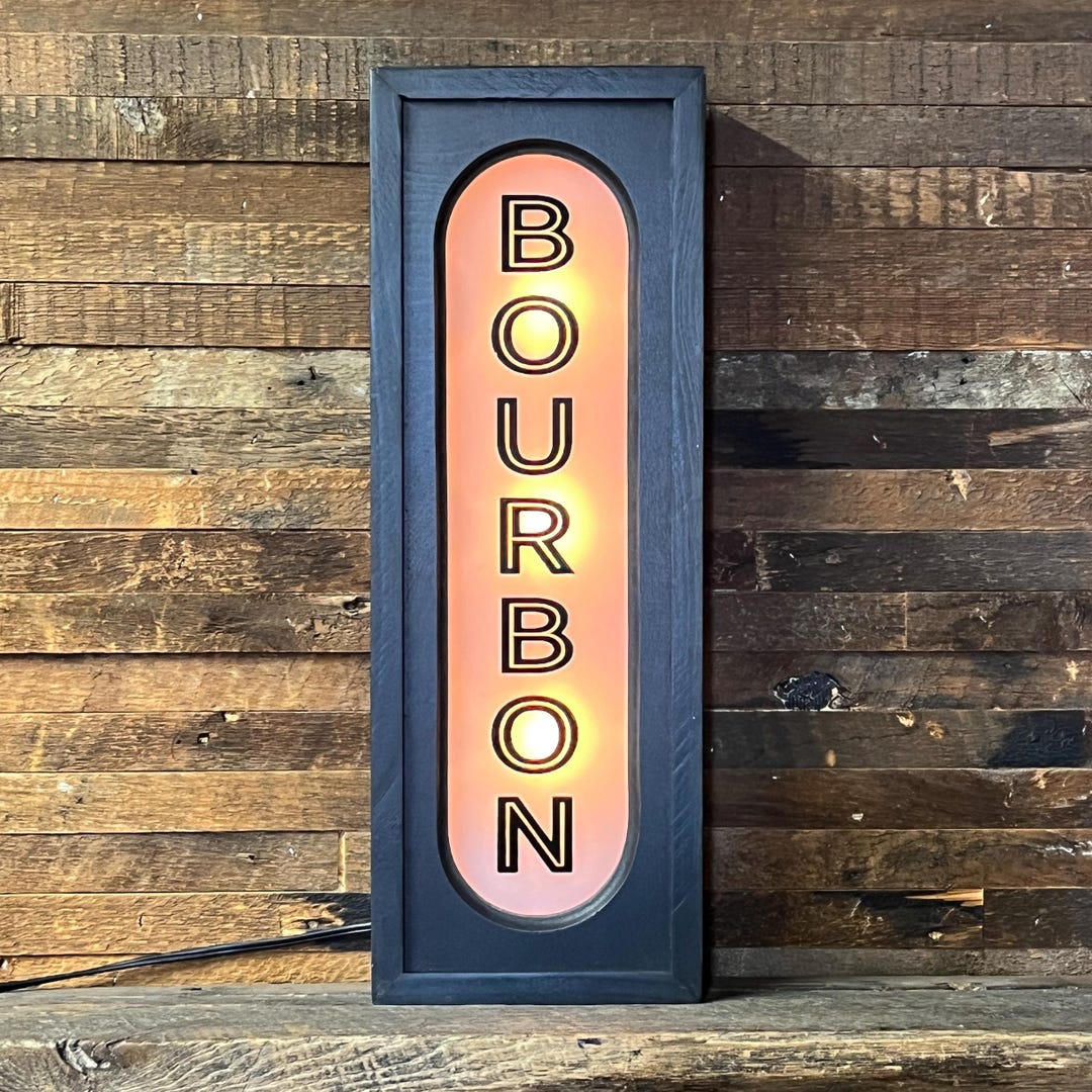 Bourbon Vintage Lighted Sign Vertical - Custom Lettering Available - Etsy