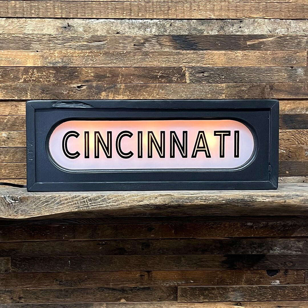 Cincinnati Retro Lighted Sign - Custom Lettering Available - Etsy