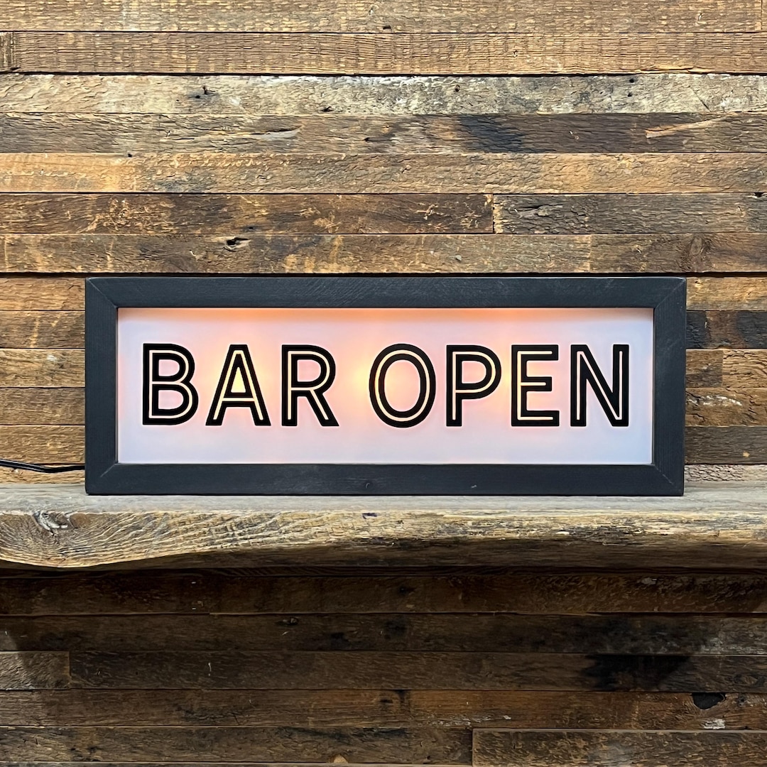 Bar Open Lighted Sign - Custom Lettering Available - Etsy