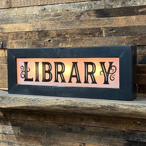 Library Retro Lighted Sign - Custom Lettering Available - Etsy