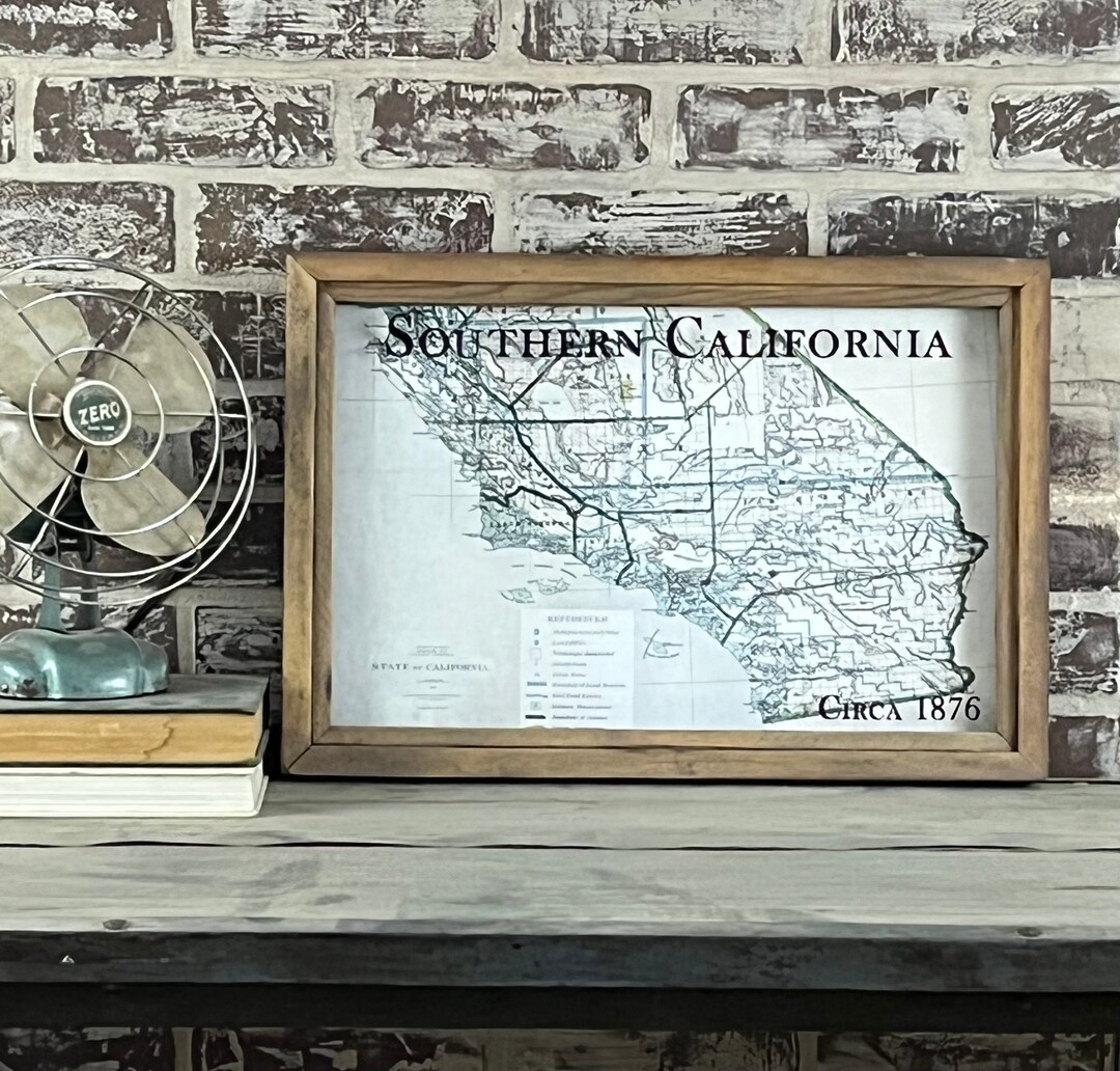 Southern California Framed Vintage Map 1876 (E) - Etsy
